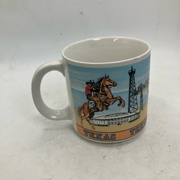 Fish | Texas Mug White Cowboy Horse Illustration Oil Rigs Arena Vintage ...